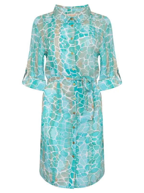 SOPHIA ALEXIA Aqua Pebbles Zanzibar Shirt Dress - Green
