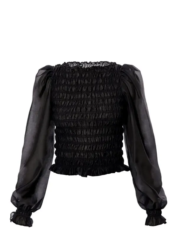 AGGI BY HALEWSKI Abby Lyocell Blend Puff Sleeve Top - Black