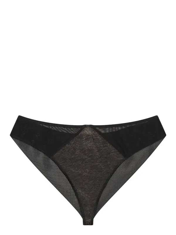 VERDANT INTIMATES Rose Lace Tanga - Black