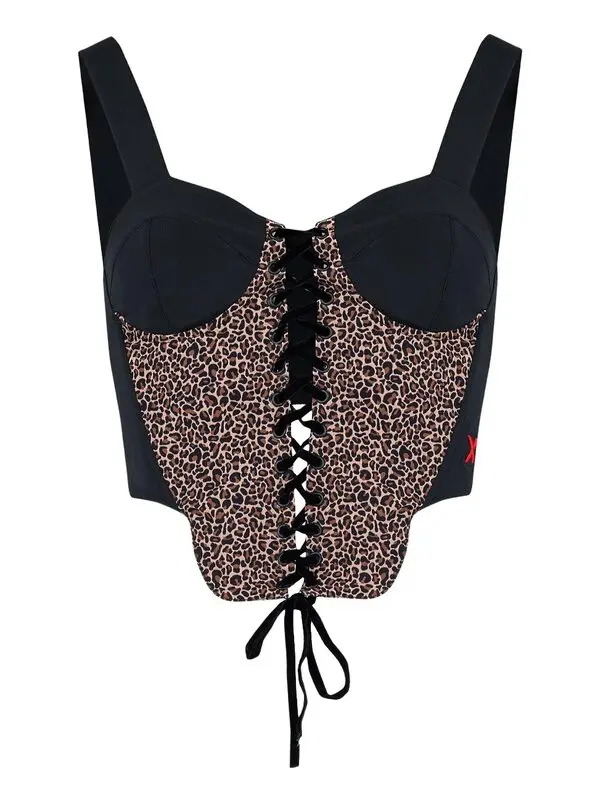 PCFG Neutrals / Free Heaven Leopard Corset Top - Black