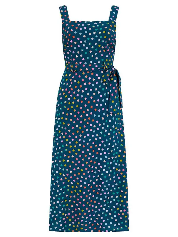 SUGARHILL BRIGHTON Elva Midi Sundress Petrol Navy, Rainbow Marbles - Blue