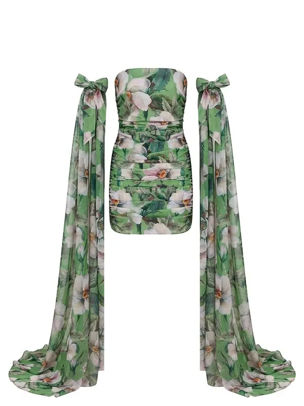 NUR KARAATA Poppy Reverie Dress - Green