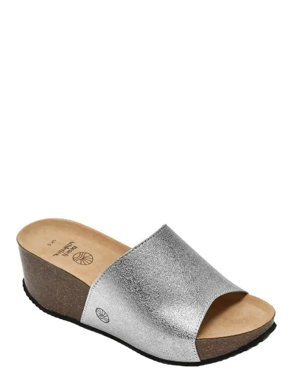 BEDROOM ATHLETICS Inoro Vegan Wedge Metallic Slider Metallic - Silver