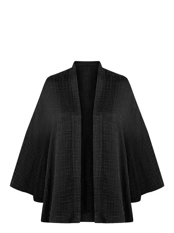 LILAMIE Bruges Loose Fit Long Sleeved Short Summer Duster - Black