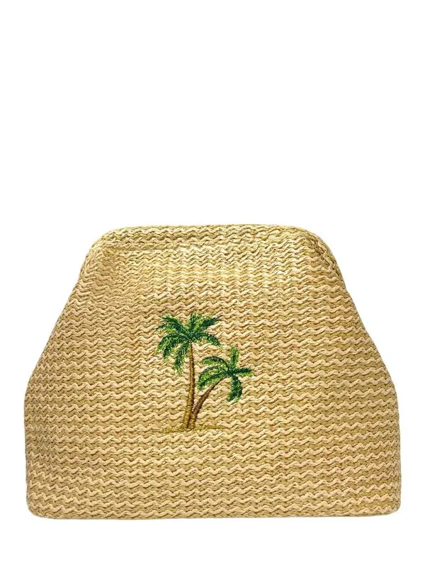 LILLY LOVES Palm Tree Straw Clutch - Brown