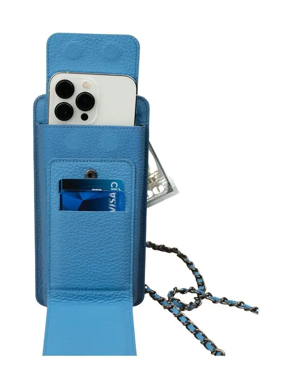 LEATHERE Leather Crossbody Bag Phone Wallet Columbus - Blue