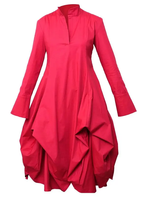 METAMORPHOZA Asymmetric Shirt Dress - Red