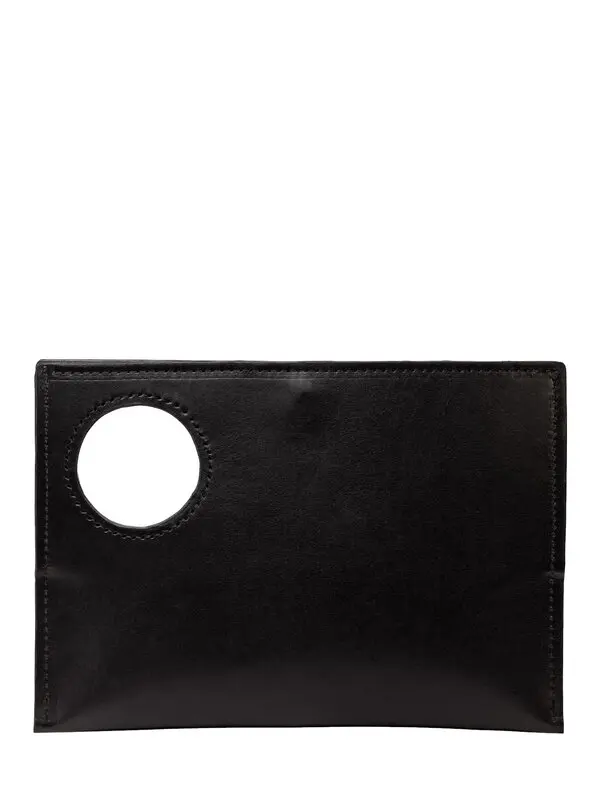 DESIGNS BY ELLE Circle Clutch Leather Bag - Black