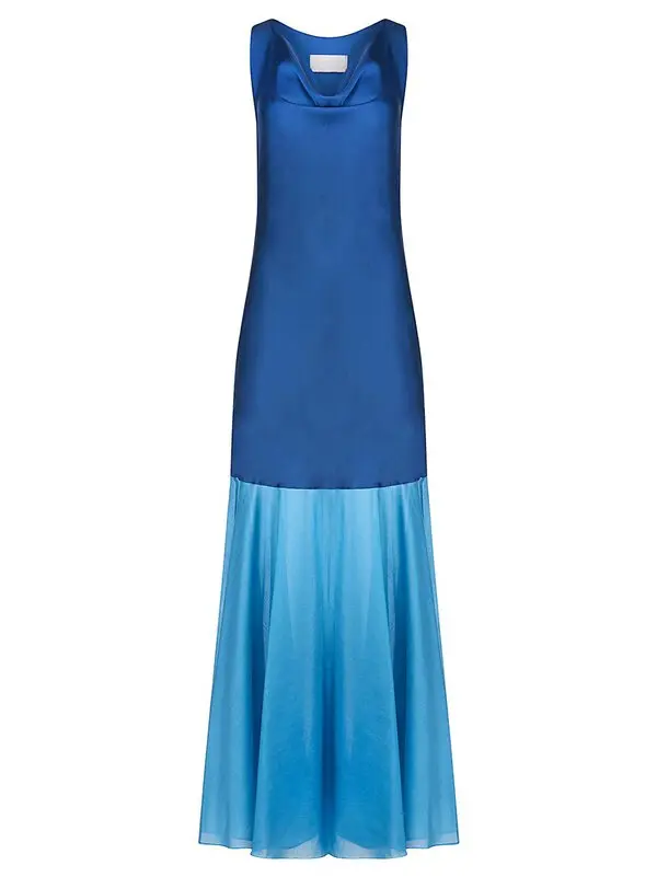 ROSES ARE RED Lou Maxi Dress With Cowl Neckline And Fishtail Hem - Blue