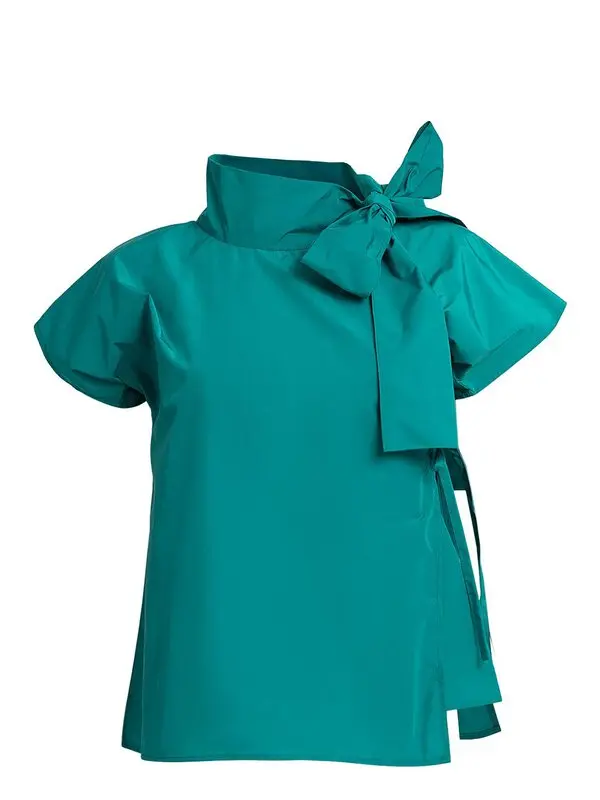 BIANCA POPP Halves Blouse With Shoulder Ribbon In Taffeta - Green