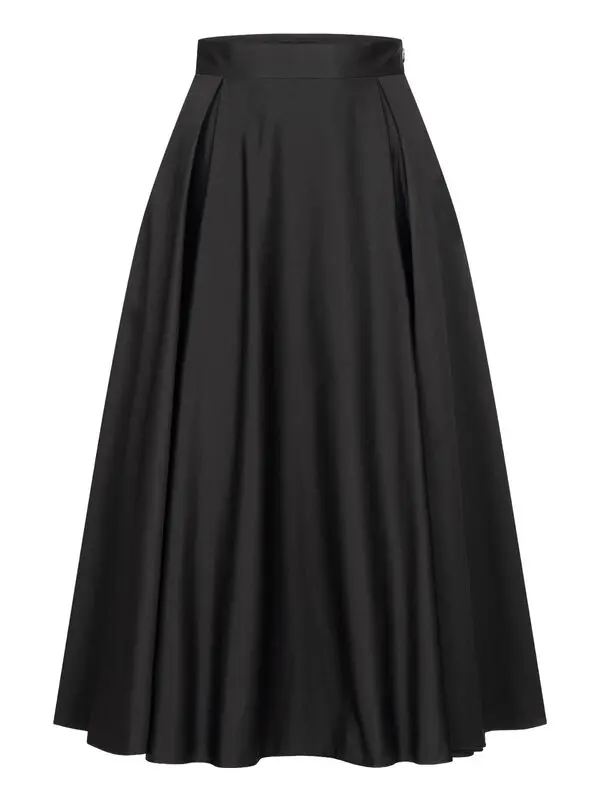MARIANNA DÉRI Pleated Cotton Sateen Skirt - Black