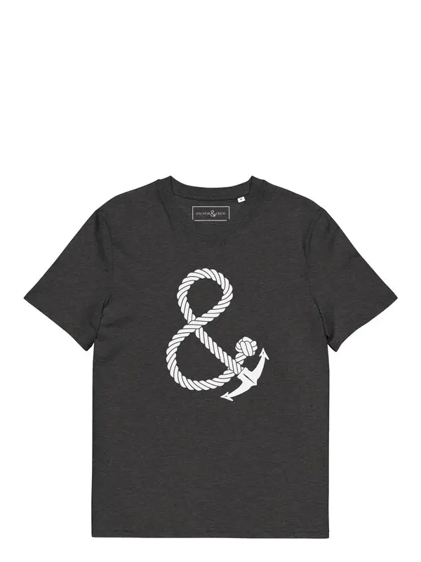 ANCHOR & CREW Heather Oversized Ampersand Signature Organic Cotton T-shirt - Black