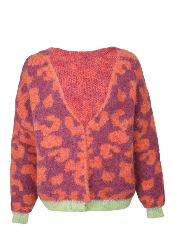 Saachi Animal Print Mohair Cardigan - Orange