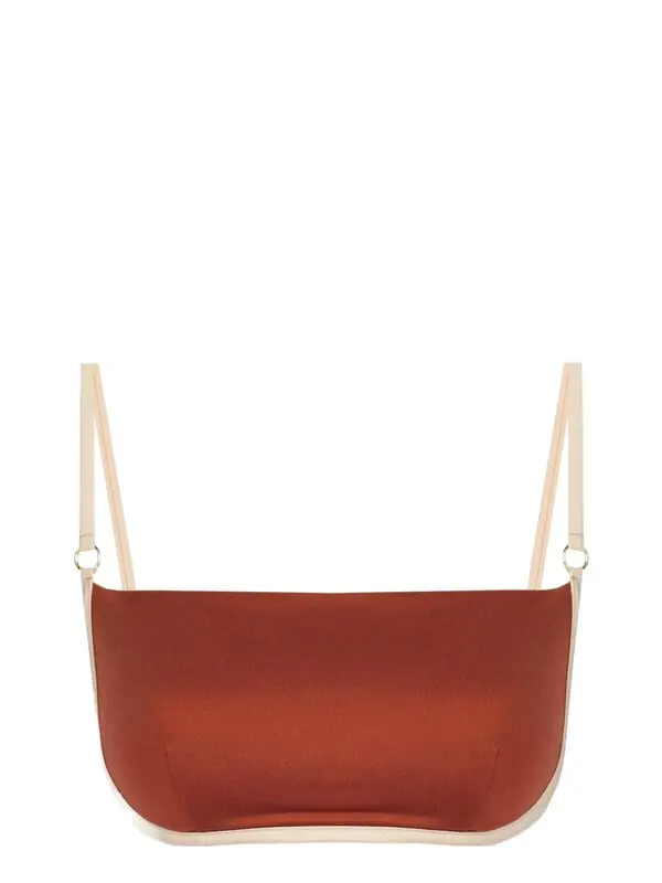 YORSTRULY Bari Bikini Top Colour Copper Bandeau Bikini Top With Adjustable Straps & Removable Paddings - Brown