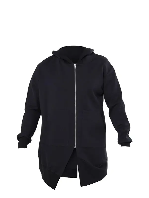 METAMORPHOZA S Asymmetric Zip Hoodie - Black