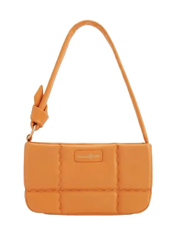 ORANGE CUBE Square Stitch Cushion Shoulder Bag - Orange