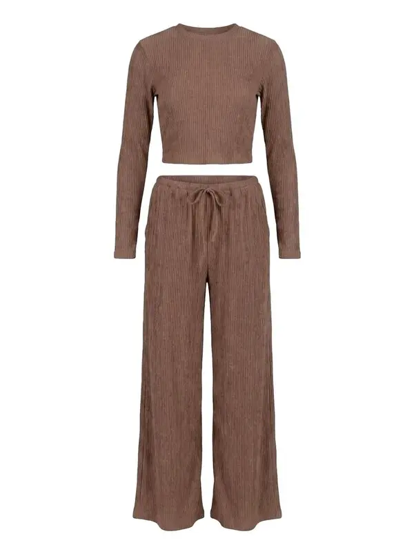 MODENAIRE Ribbed Knit Set Soft Structure - Brown