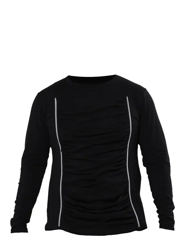 METAMORPHOZA S Long Sleeve Top With Front Drapings - Black