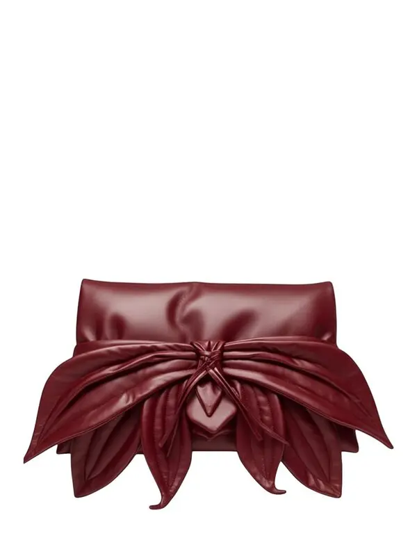 JULIA ALLERT Petal Faux Leather Evening Clutch Bag Burgundy - Red