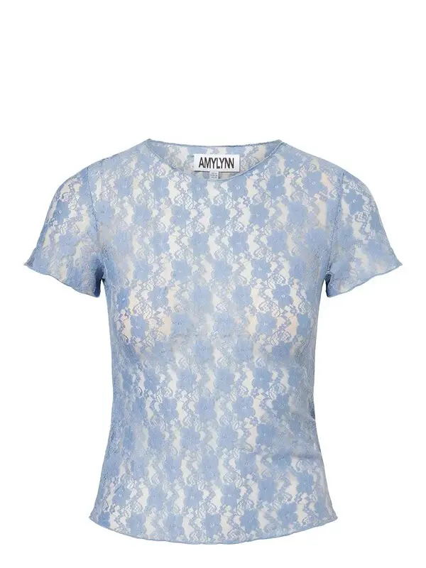 AMY LYNN Orla Floral Lace Top - Blue