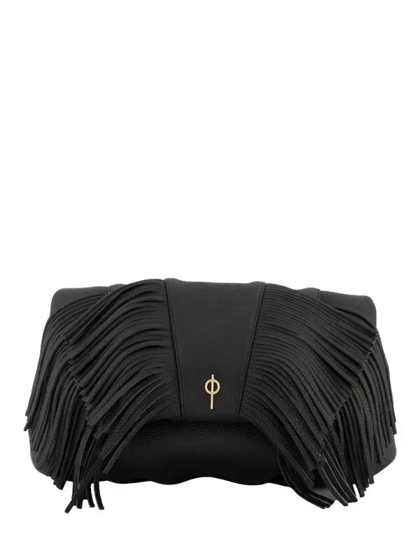 OTRERA Fringe Leda Leather Clutch - Black