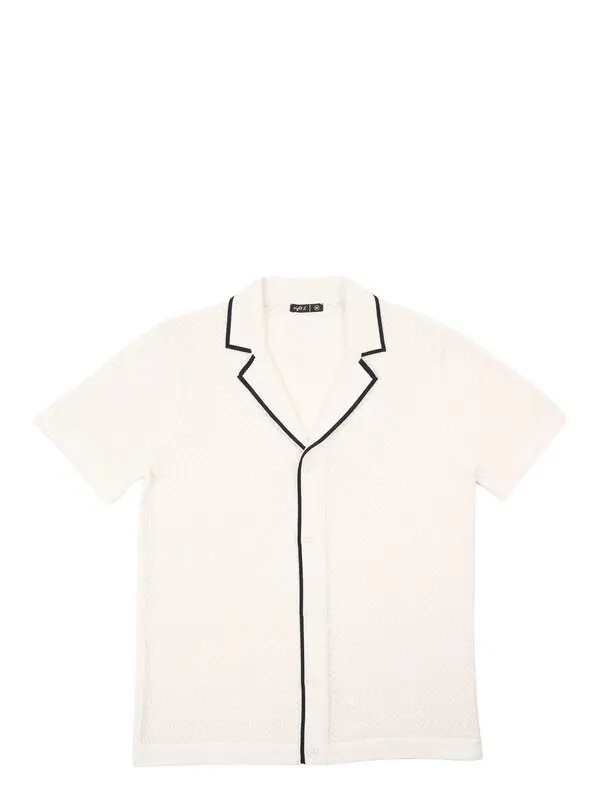 EIGHT X Essential Crochet Button Up Shirt - White