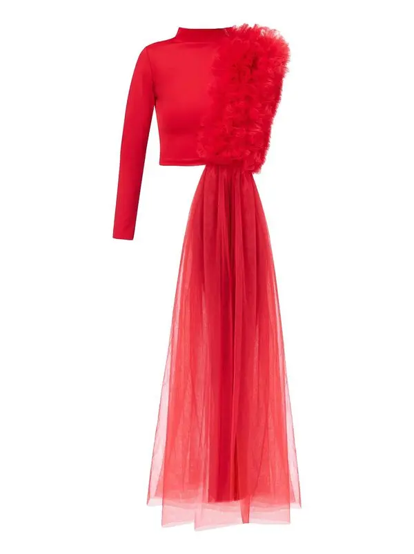 LIA ARAM Deconstructed Maillot Top - Red