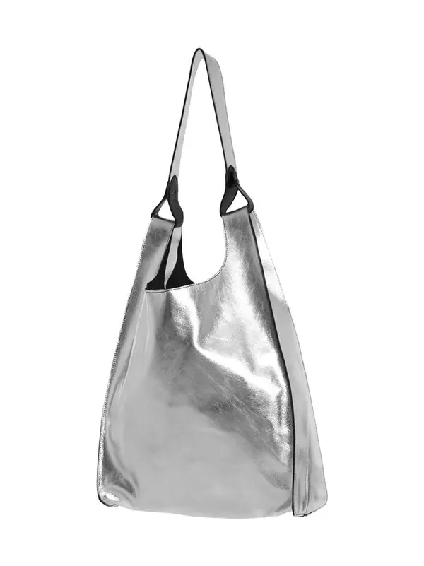 JUAN-JO Leather Shoulder Bag Slouchy Hobo Handbag - Silver
