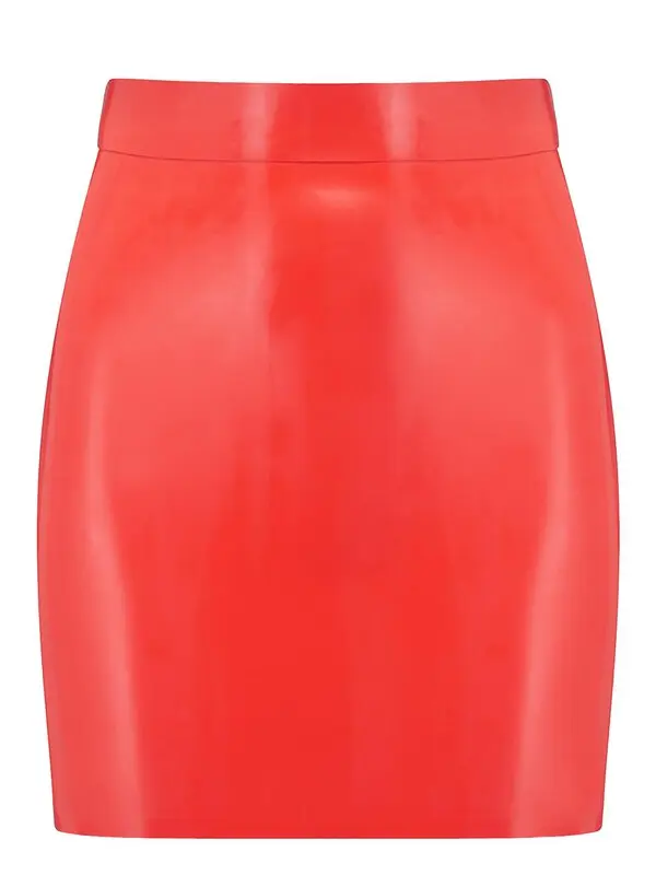 ELISSA POPPY Latex Mini Skirt - Red