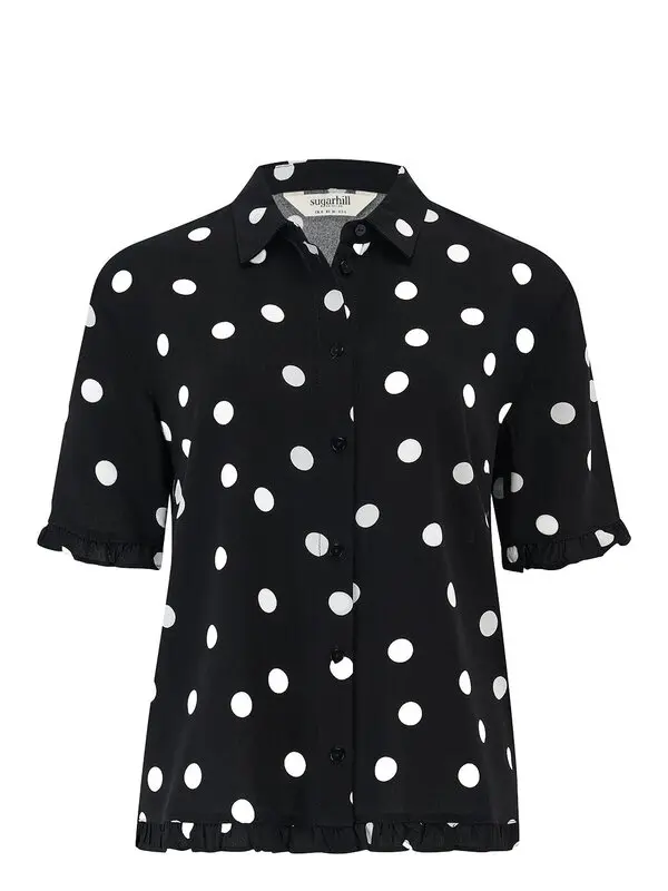 SUGARHILL BRIGHTON Skylar Shirt, Monochrome, Polka Dot - Black