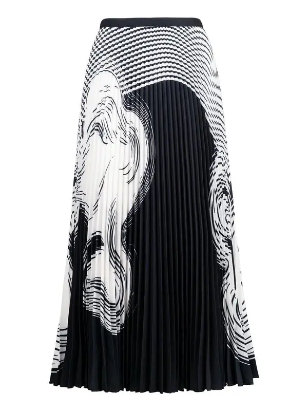 WILD COSMOS Diana Arabesque Pleated Skirt - Black
