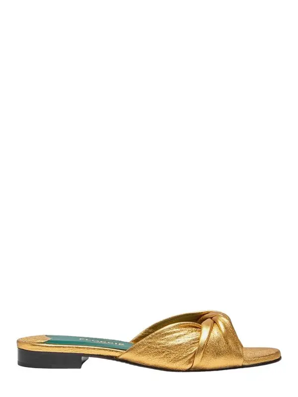 FLORRIE Emma Flat Vintage Leather Sandal - Gold