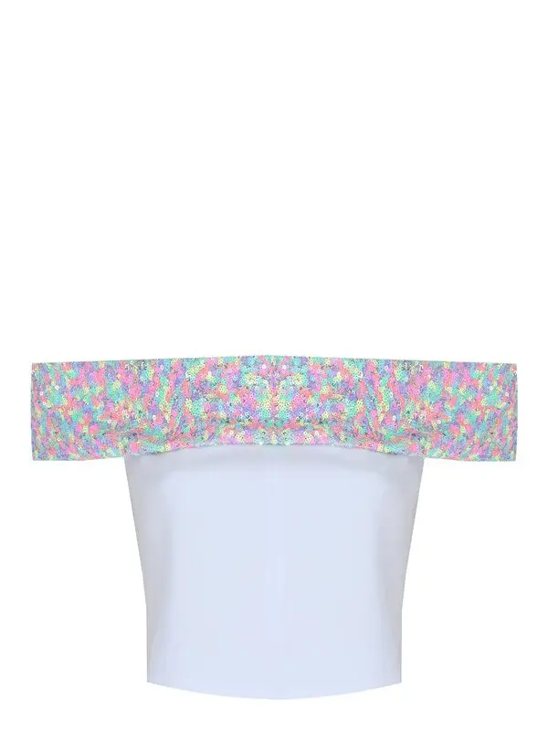 MADEBYZA Off The Shoulder Sequinned Top - Blue