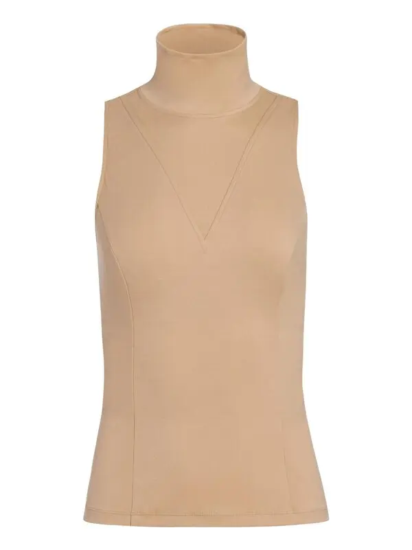 BENNU Neutrals Mock Neck Top, Nude - Brown