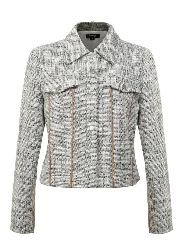 SMART AND JOY Crop Jacket With Pocket Flaps And Bias - Brown
