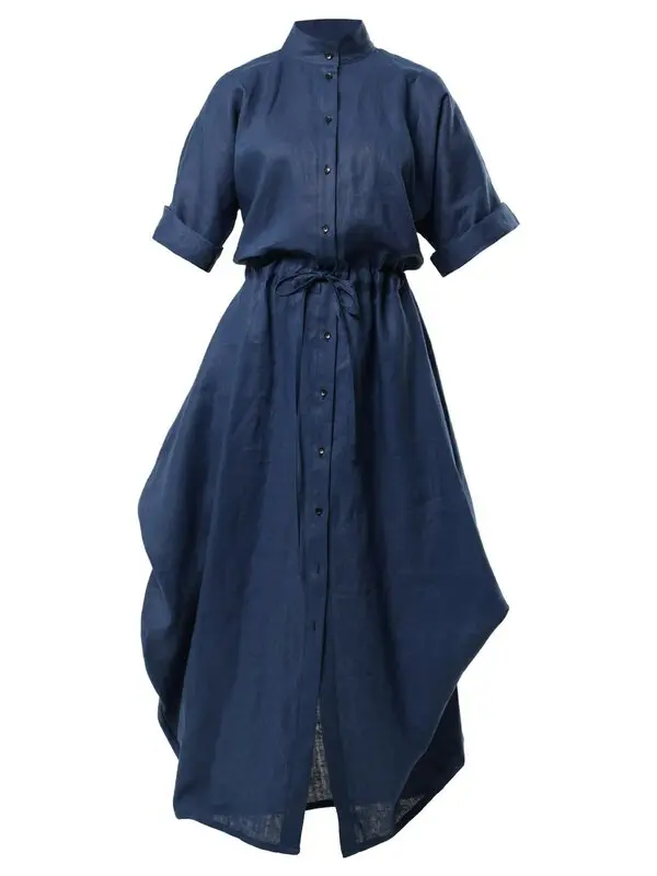 METAMORPHOZA Long Linen Shirt Dress - Blue