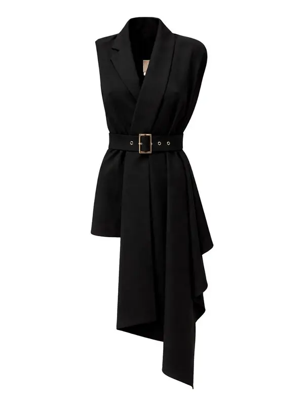 JULIA ALLERT Asymmetrical Sleeveless Blazer - Black