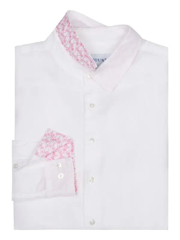 PINK HOUSE Linen Shirt Plain Classic - White
