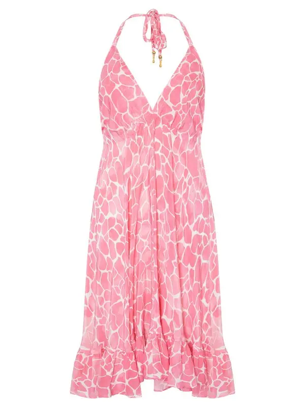 SOPHIA ALEXIA Candy Pebbles Mini Silk Ibiza Dress - Pink