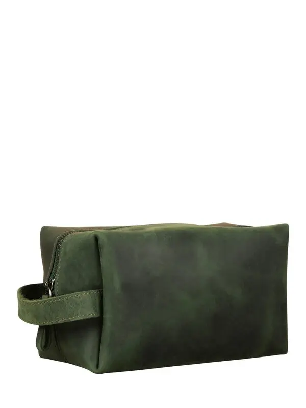 LEATHERE Handmade Leather Makeup Bag Minneapolis - Green