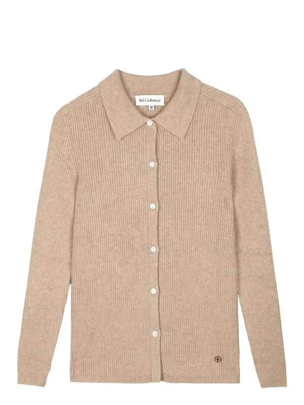 BEL CASHMERE Giselle Cashmere Cardigan Oatmeal - Brown