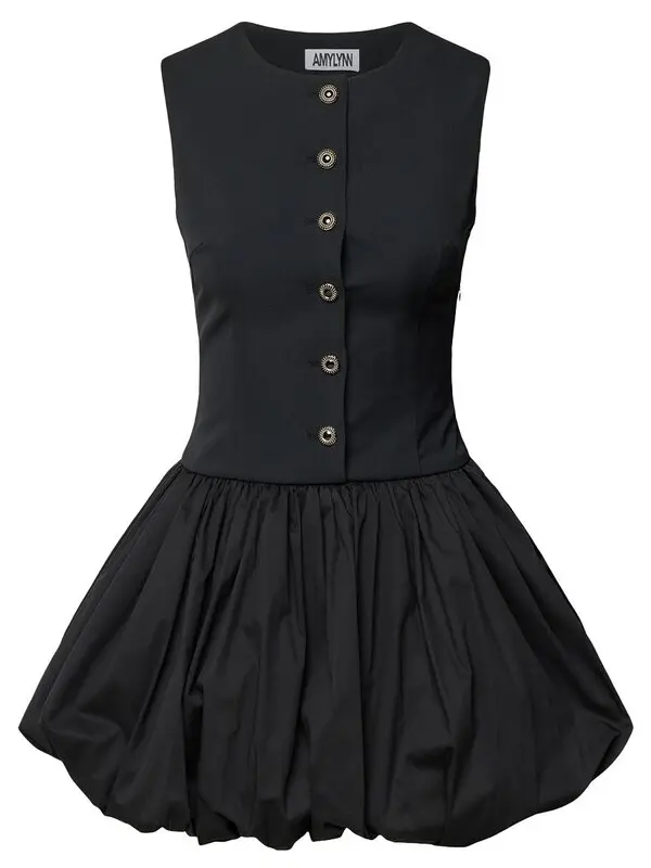 AMY LYNN Aimee Tailored Mini Puffball Dress - Black