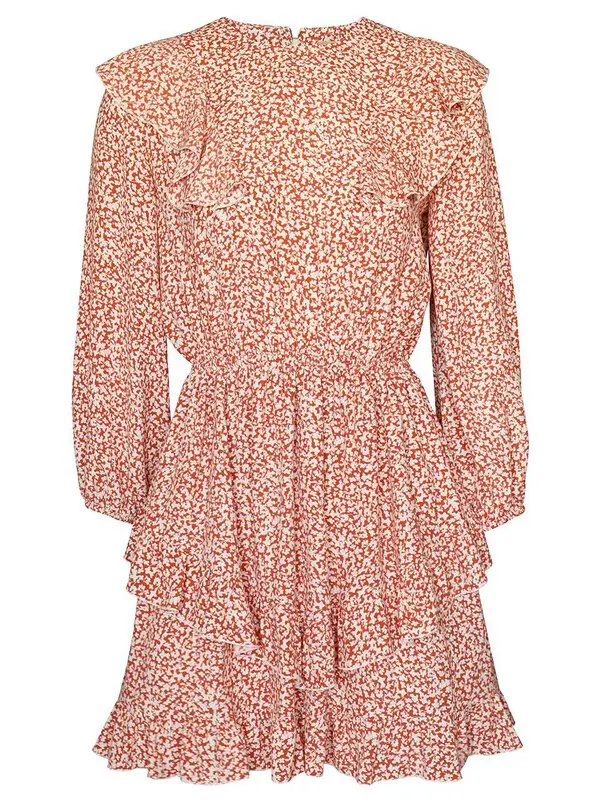 2KSTYLE Abito Ruffled Floral-print Viscose Mini Dress Multicolor - Orange