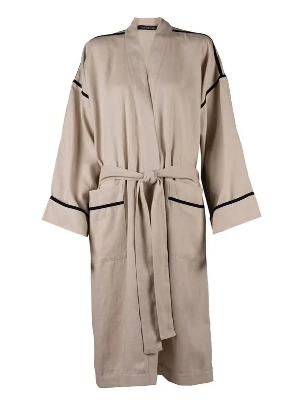 UNA BERZINA Neutrals Oversized Linen Kimono - Beige