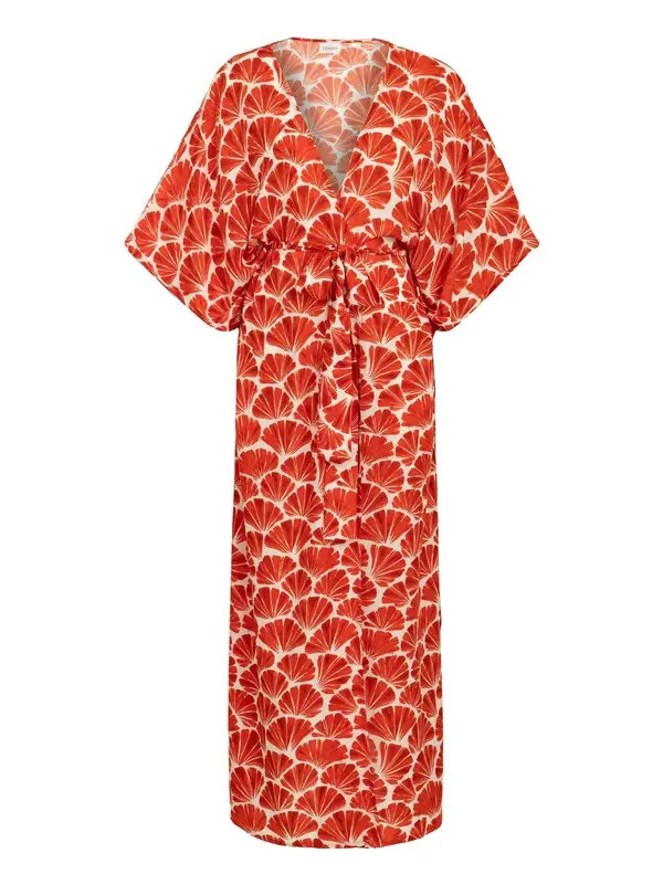LILAMIE Bali Long Sleeve Viscose Duster - Red