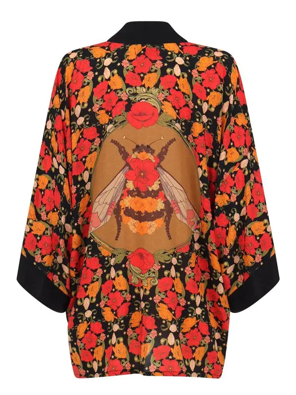 Henelle Black / Red Night Bloom Jacket - Black/red