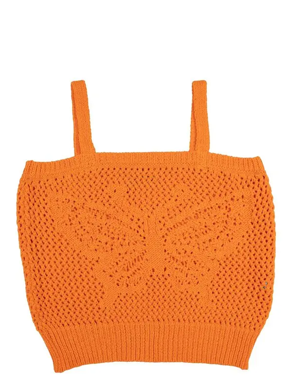GIGI KNITWEAR Butterfly Cotton Knit Tank Top - Orange