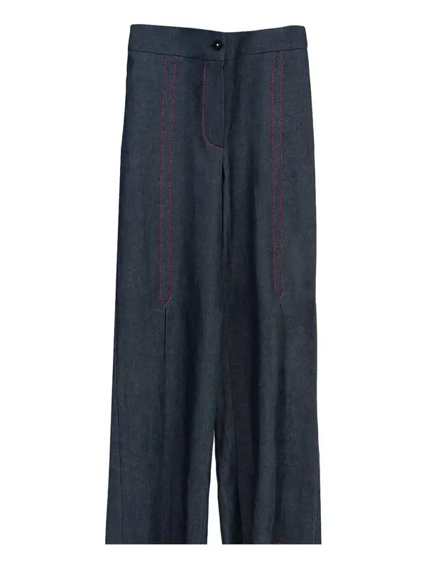 RONDOOZ Quiet Line ’s Handmade Denim Pants With Side Slit Detail - Blue