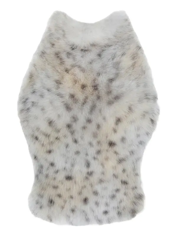 MISS CIRCLE NEW YORK Neutrals Sasha Tan Cheetah Backless Contoured Fur Halter Top - Brown