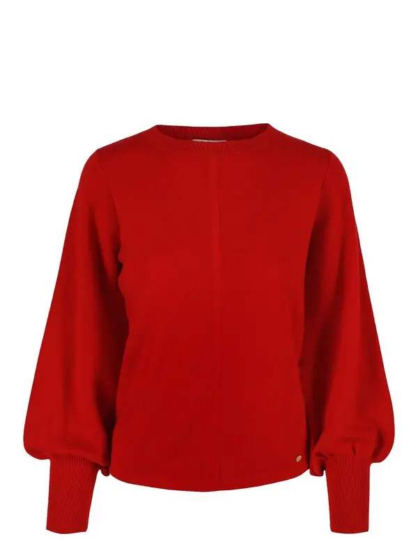 TIRILLM Alison" Merino Wool Sweater With Puffed Sleeves - Red